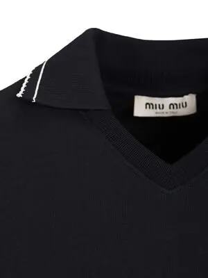 Miu Miu Cotton Jersey Cropped Polo Shirt - Blue