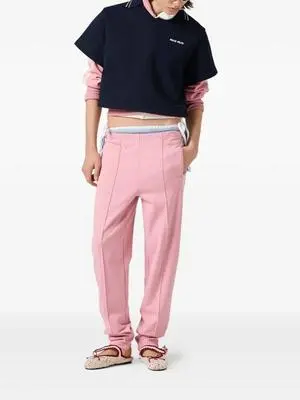 Miu Miu Cotton Jersey Cropped Polo Shirt - Blue
