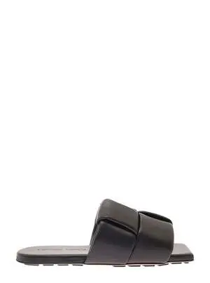 Bottega Veneta Flat Mules With Padded Intreccio Band In Leather - Black