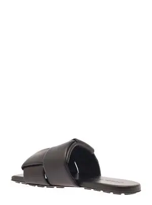 Bottega Veneta Flat Mules With Padded Intreccio Band - Black