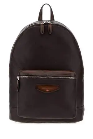 Santoni Dark Leather Backpack - Brown