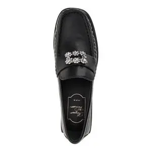 ROGER VIVIER Crystal-embellished Leather Loafers - Black