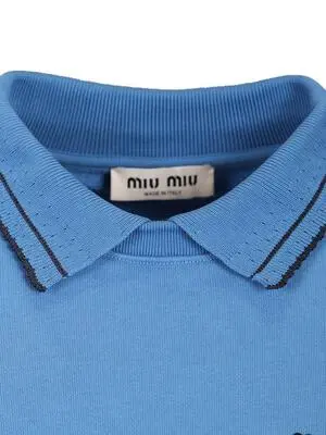 Miu Miu Sweatshirt With Embroidered Logo - Blue