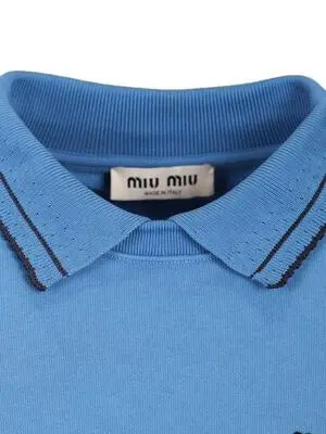 Miu Miu Sweatshirt With Embroidered Logo - Blue