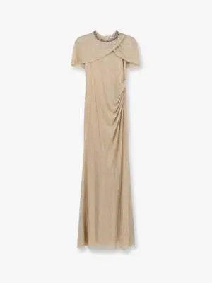 SELF-PORTRAIT Maxi Dress With Rhinestones - Gold