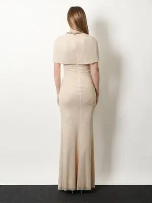 SELF-PORTRAIT Maxi Dress With Rhinestones - Gold