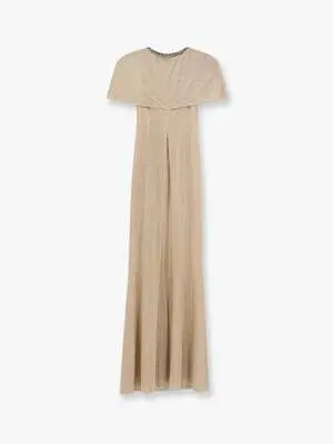 SELF-PORTRAIT Maxi Dress With Rhinestones - Gold
