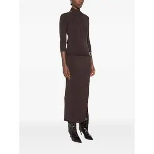 Attico Halter Neck Belted Long Sleeve Midi Dress