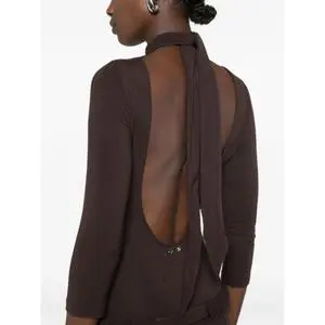Attico Halter Neck Belted Long Sleeve Midi Dress