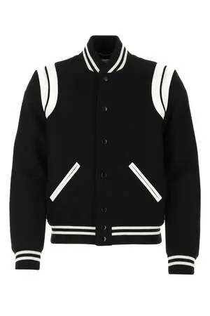 Saint Laurent Wool Blend Bomber Jacket - Black