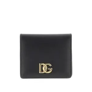 Dolce & Gabbana Leather Bi-fold Cardholder With Logo - Black