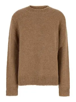 JIL SANDER Jil Sander Women Oversized Beige Sweater With Ribbed Trim In Wool Woman