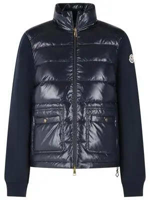 Moncler Cotton Blend Padded Sweater - Blue