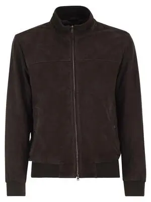 Herno Suede Goatskin Bomber Jacket - Brown