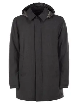 Herno Technical Wool-blend Hooded Coat - Multicolor