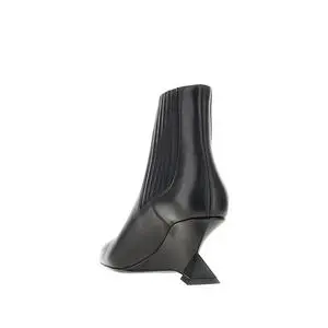 Attico Cheope Leather Ankle Boots - Black