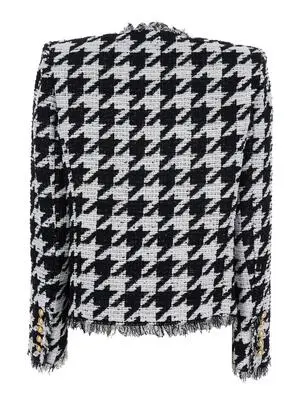 Balmain Spencer Cotton Blend Check Motif Jacket - Multicolor