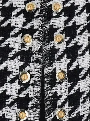 Balmain Spencer Cotton Blend Check Motif Jacket - Multicolor