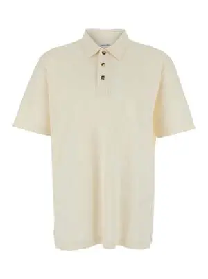 BOTTEGA VENETA Bottega Veneta Men White Polo Shirt With Classic Collar And Logo Embroidery Detail On The Front In Cotton Man