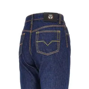 Versace Cotton Denim Jeans With Medusa Detail - Blue