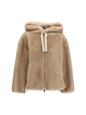 Herno HERNO Hooded Eco-Fur Jacket Cream