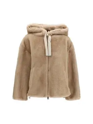 Herno Hooded Eco-fur Jacket - Cream