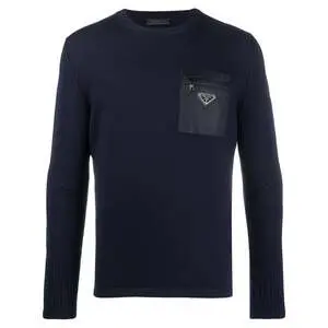 Prada Virgin Wool Crew Neck Jumper - Blue