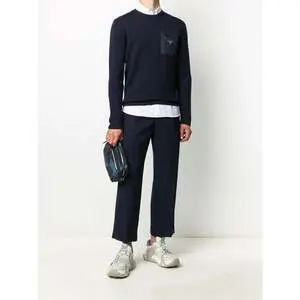Prada Virgin Wool Crew Neck Jumper - Blue