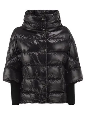 Herno Padded Jacket With High Collar And Knitted Cuffs