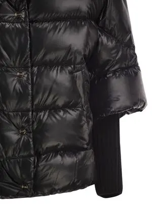 Herno Padded Jacket With High Collar And Knitted Cuffs