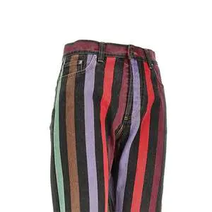Versace Striped Cotton Denim Jeans - Multicolor