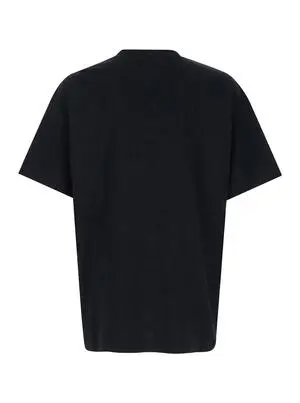 Givenchy Black Crewneck T-shirt With Logo Lettering Detail In Cotton - Multicolor