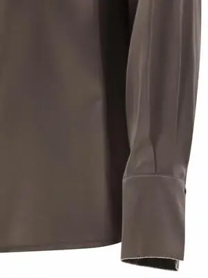 Peserico Stretch Silk Shirt With Concealed Button Fastening - Brown
