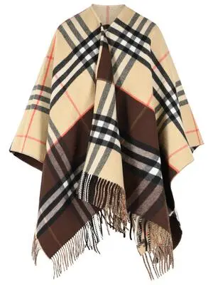 Burberry Check' Beige Cashmere Cape - Cream