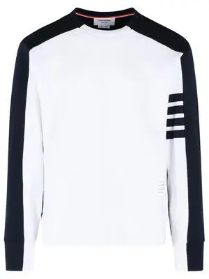 Thom Browne Colorblock 4 Bar' And Blue Cotton Sweatshirt - White