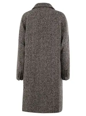 Brunello Cucinelli Double-breasted Herringbone Wool Coat With Sequins - Black