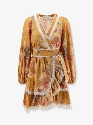 Zimmermann Frill Cotton Short Dress With Floral Print - Multicolor