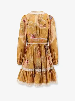 Zimmermann Frill Cotton Short Dress With Floral Print - Multicolor