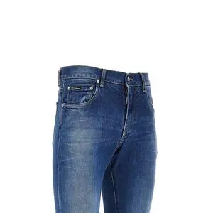 Dolce & Gabbana Stretch Cotton Denim Slim Fit Jeans - Blue