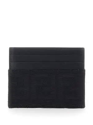 Fendi Ff Canvas And Leather Card Holder - Black