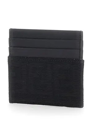 Fendi Ff Canvas And Leather Card Holder - Black