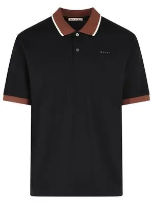 Marni Cotton Polo Shirt - Black