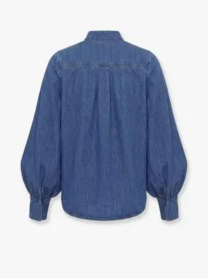 Zimmermann Denim Shirt With Cut-out Embroidery - Multicolor