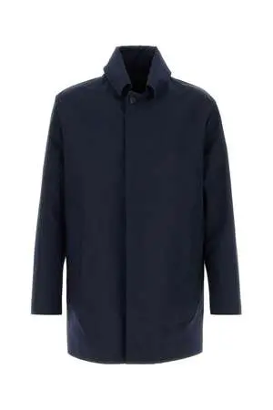 Prada Navy Poplin Overcoat - Blue