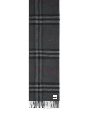 Burberry Mu Giant Check' Dark Grey Cashmere Scarf - Gray