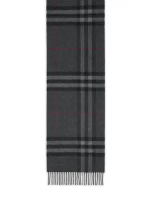 Burberry Mu Giant Check' Dark Grey Cashmere Scarf - Gray