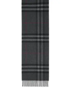 Burberry Mu Giant Check' Dark Grey Cashmere Scarf - Gray