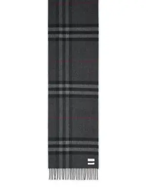 Burberry Burberry 'Mu Giant Check' Dark Grey Cashmere Scarf Men Gray