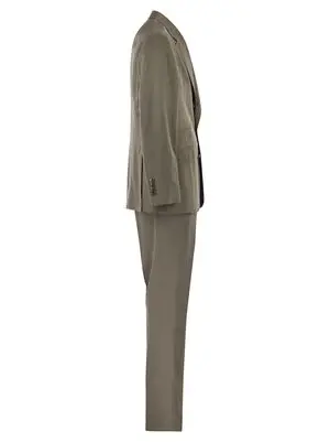 Brunello Cucinelli Silk And Linen Tailored Suit With Single-breasted Jacket