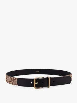 Dior Leather Belt With All-over Oblique Logo - Multicolor